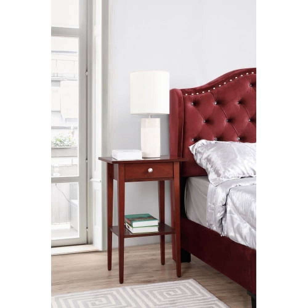 Knubmt Wood Nightstand with 1 Drawer and Bottom Shelf, Beside Table for ...