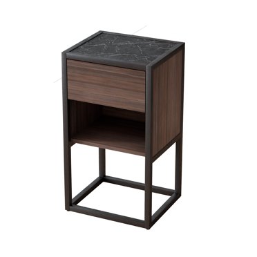 Beige Side Table with 2 Drawers, Elegant End Table with Charging ...