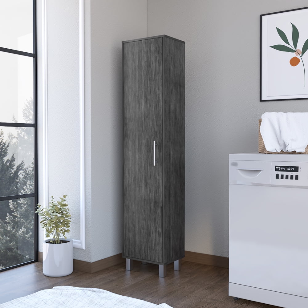 Knubmt Wood Storage Cabinet with 5 Inner Shelves, Single Door Pantry ...