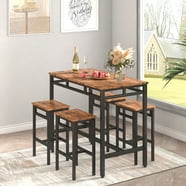Gymax 3-Piece High Breakfast Bar Table Set with 2 Tall Saddle Stools ...