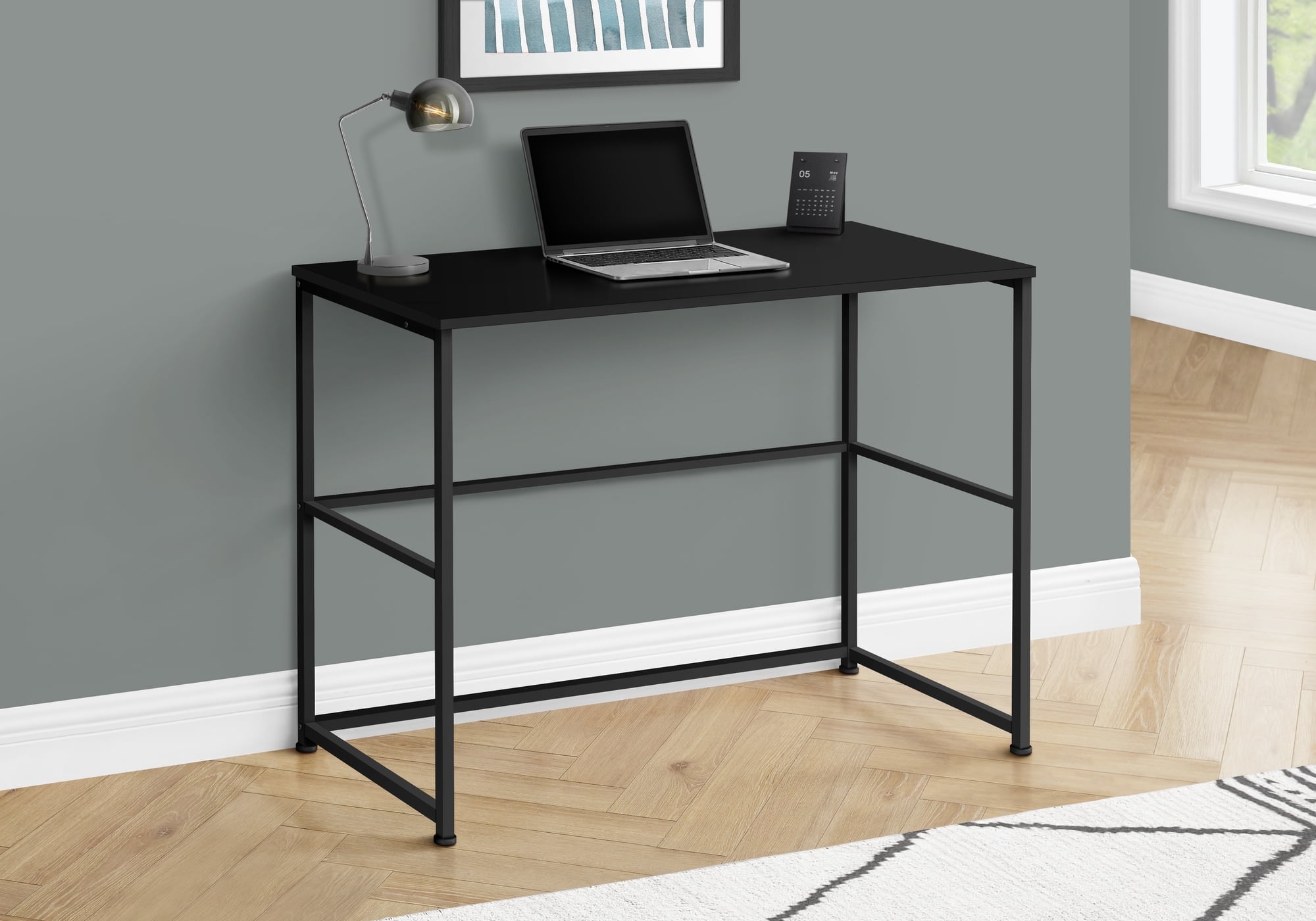 Knubmt Wood Top Computer Desk with Metal Legs, Rectangle Writing Table ...