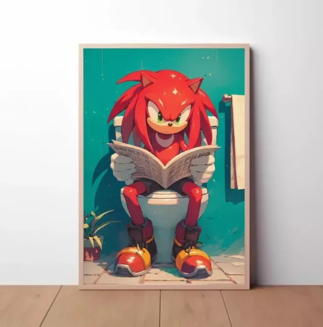 Knuckles Toilet Poster, Sonic Poster, Kids Toilet Art Print, Knuckles ...