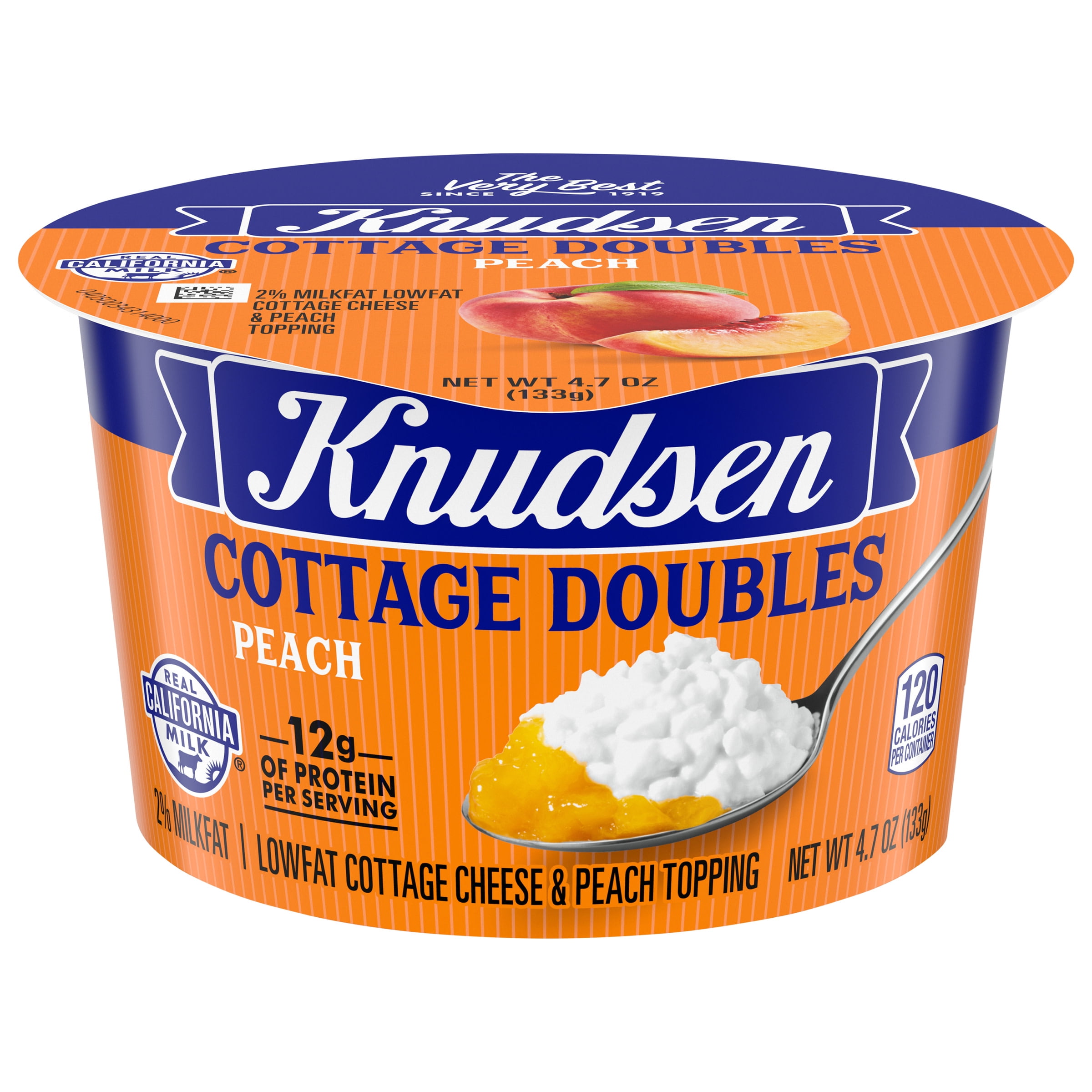 Knudsen Cottage Doubles Lowfat Cottage Cheese & Peach Topping with 2% ...