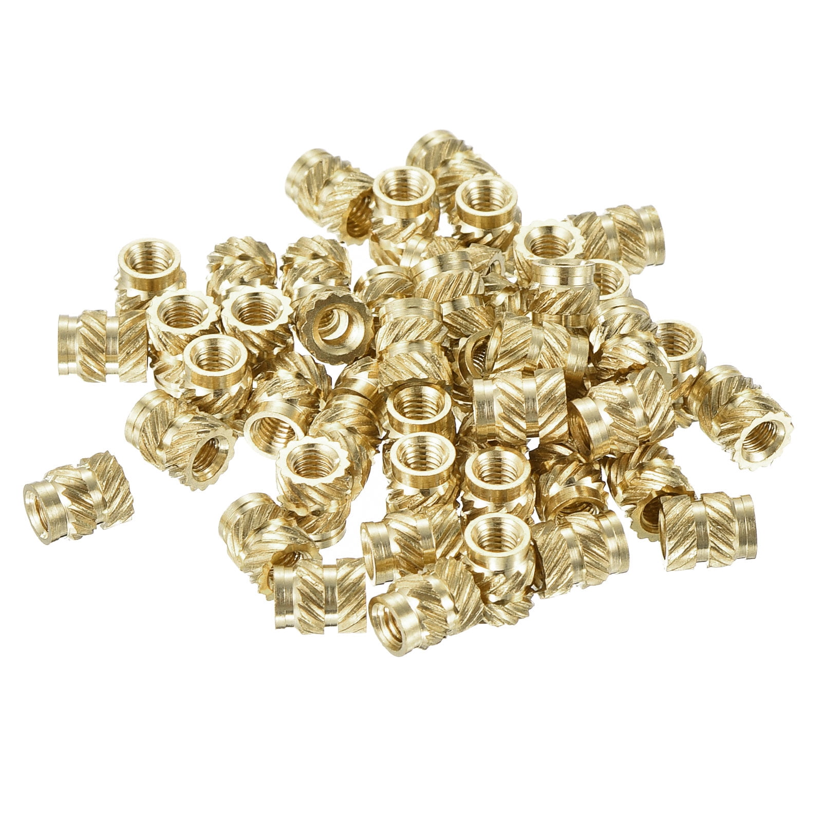 Knurled Insert Nut M3 x 6mm L x 5mm OD Female Thread Brass Embedding ...