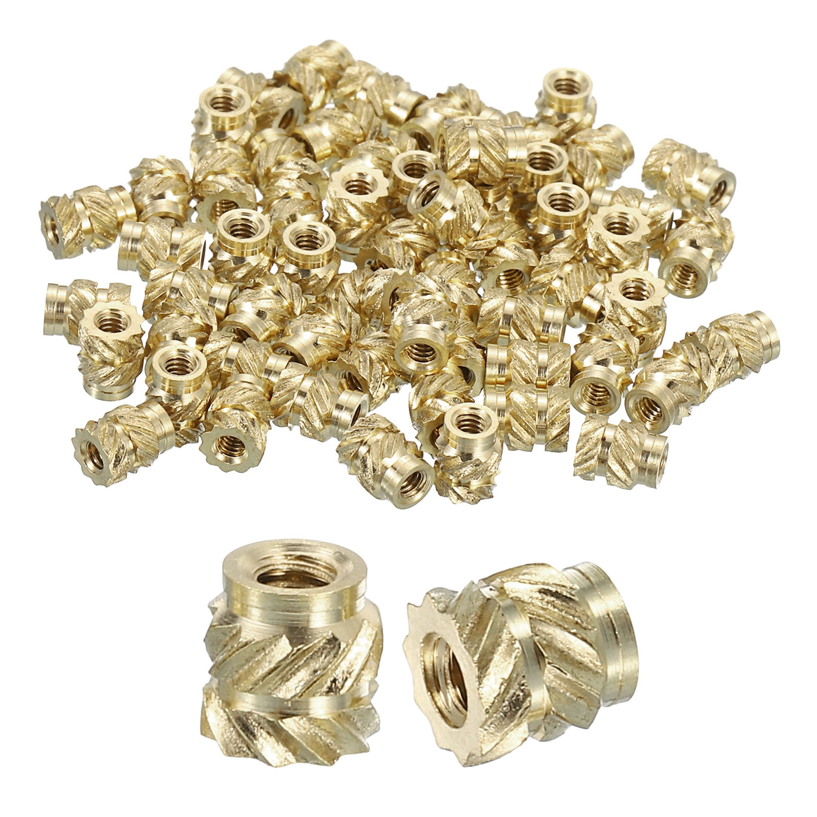 Knurled Insert Nuts, 100 Pack M2 x 4mm L x 4mm OD Brass Heat Set Insert ...