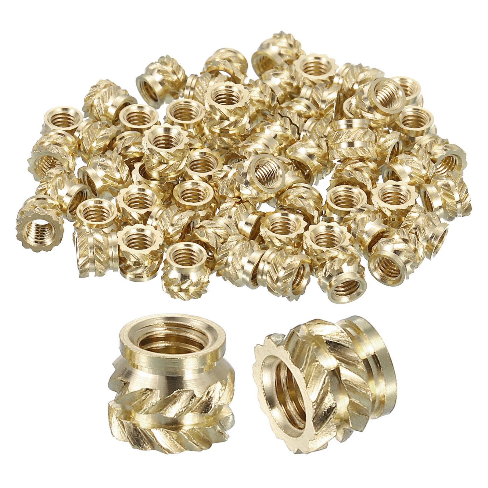 Knurled Insert Nuts, 100 Pack M3 x 4mm L x 5mm OD Brass Heat Set Insert ...
