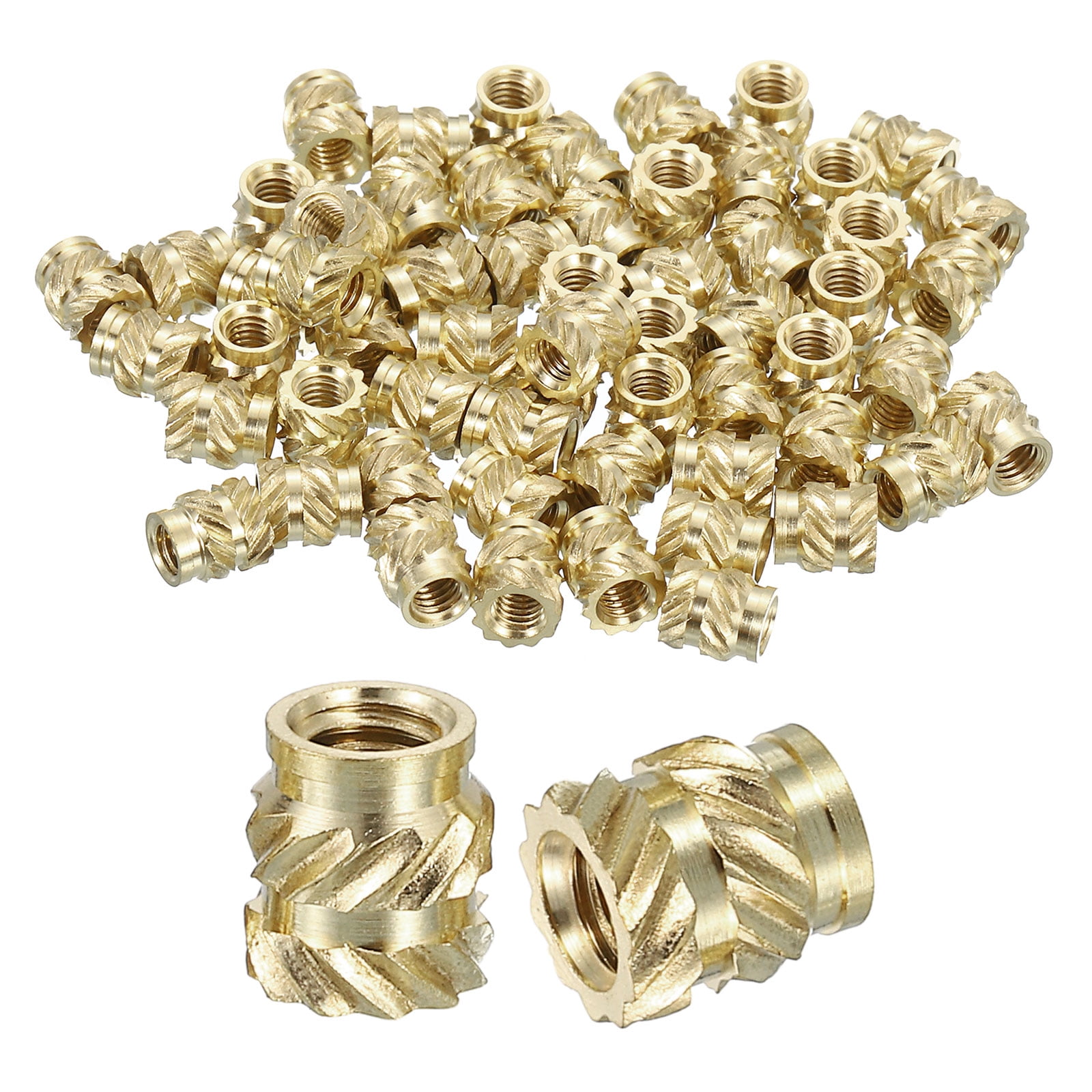 Knurled Insert Nuts, 100 Pack M3 x 5.5mm L x 5mm OD Brass Heat Set ...