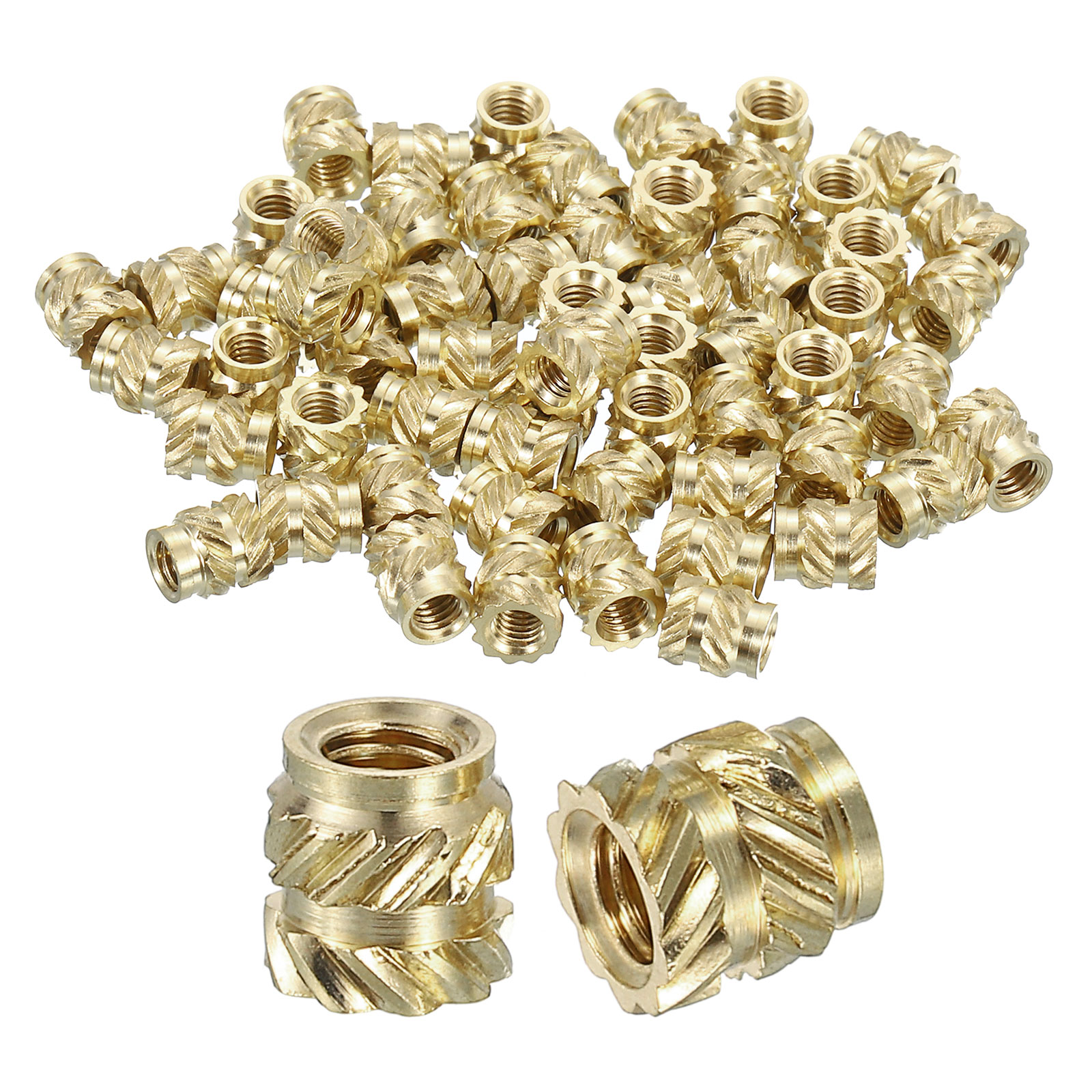 Knurled Insert Nuts, 100 Pack M3 x 5mm L x 5mm OD Brass Heat Set Insert ...