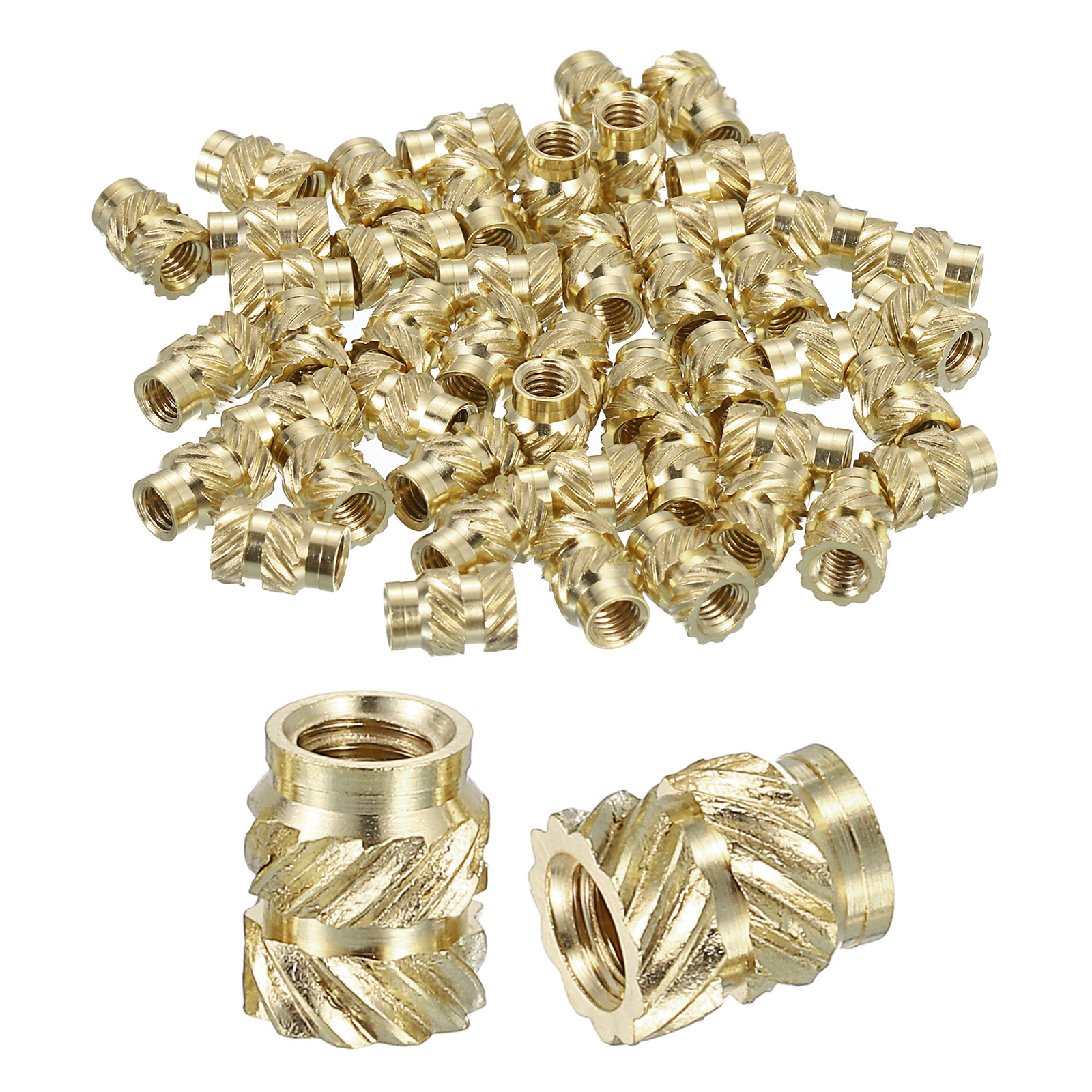 Knurled Insert Nuts, 100 Pack M3 x 6mm L x 5mm OD Brass Heat Set Insert ...