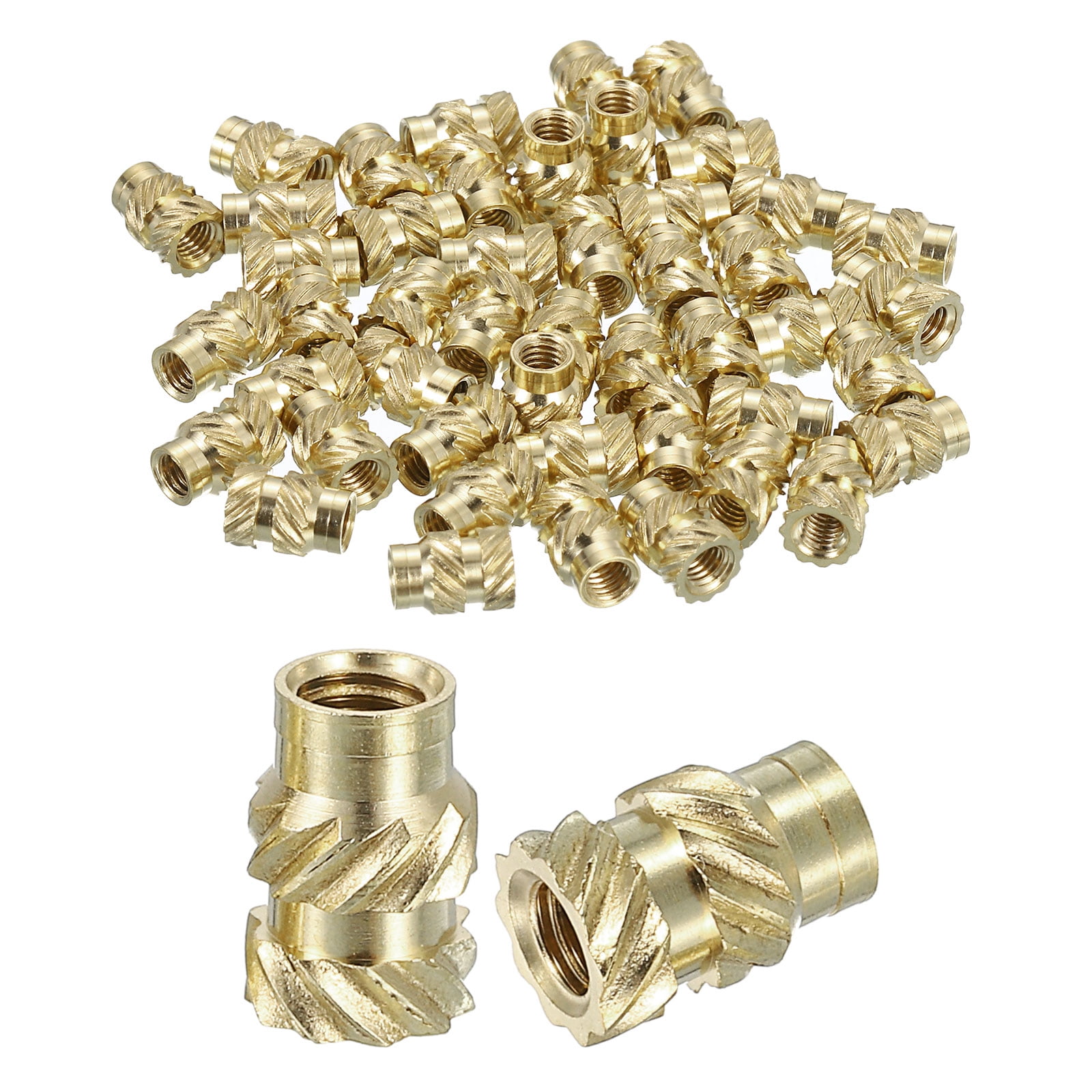 Knurled Insert Nuts, 100 Pack M3 x 7.5mm L x 5mm OD Brass Heat Set ...