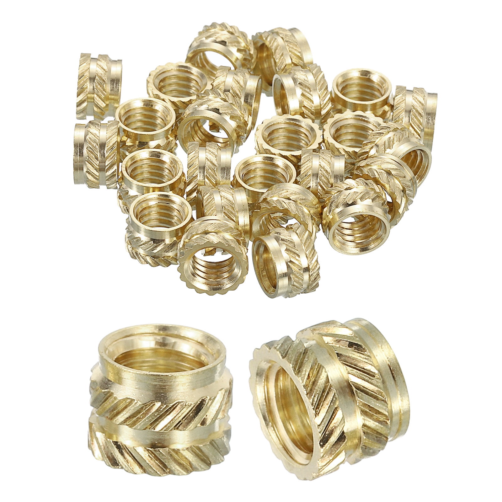 Knurled Insert Nuts, 25 Pack M6 x 6mm L x 8mm OD Brass Heat Set Insert ...