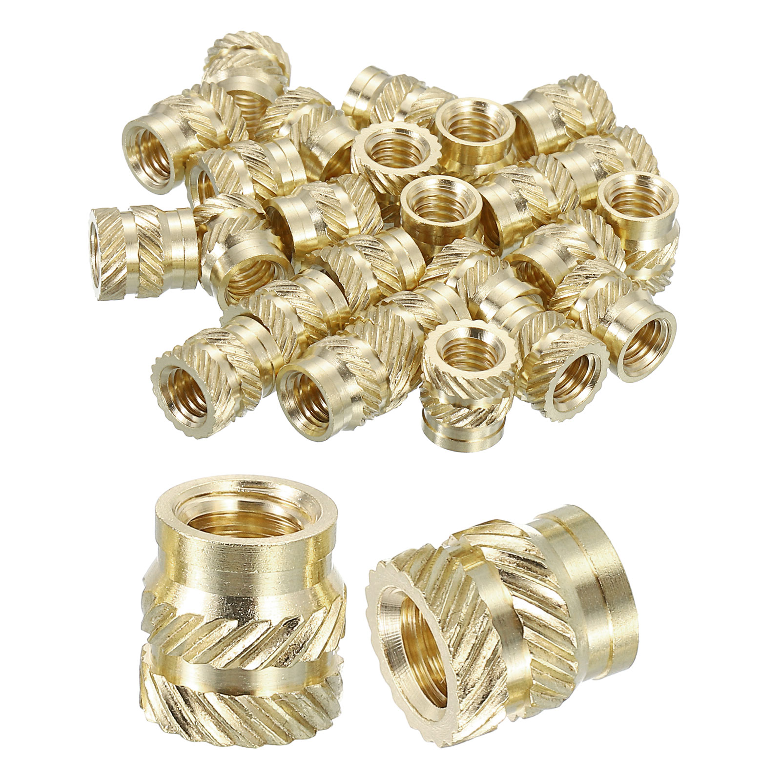 Knurled Insert Nuts, 25 Pack M6 x 9.5mm L x 9mm OD Brass Heat Set ...