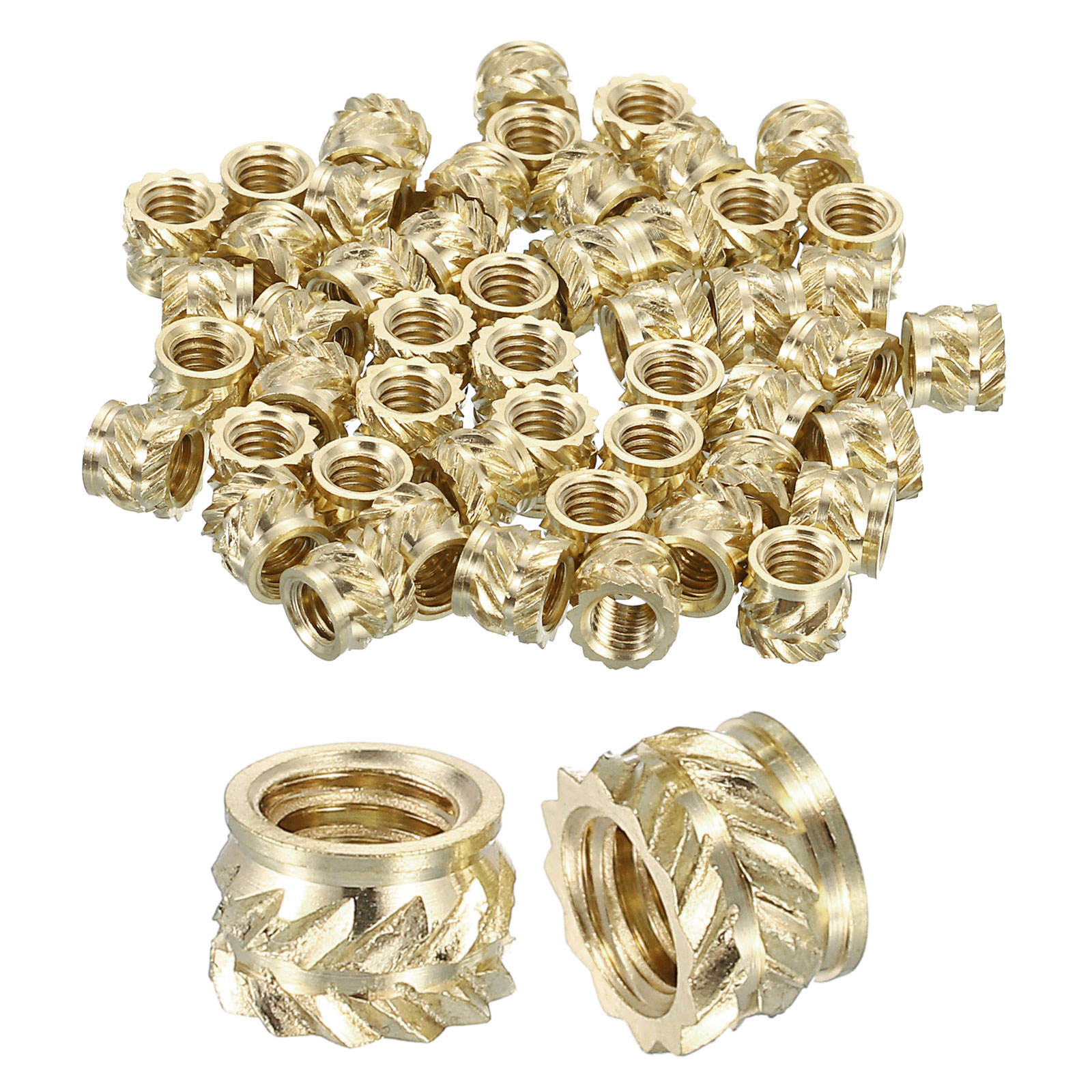 Knurled Insert Nuts, 50 Pack M4 x 4mm L x 6mm OD Brass Heat Set Insert ...