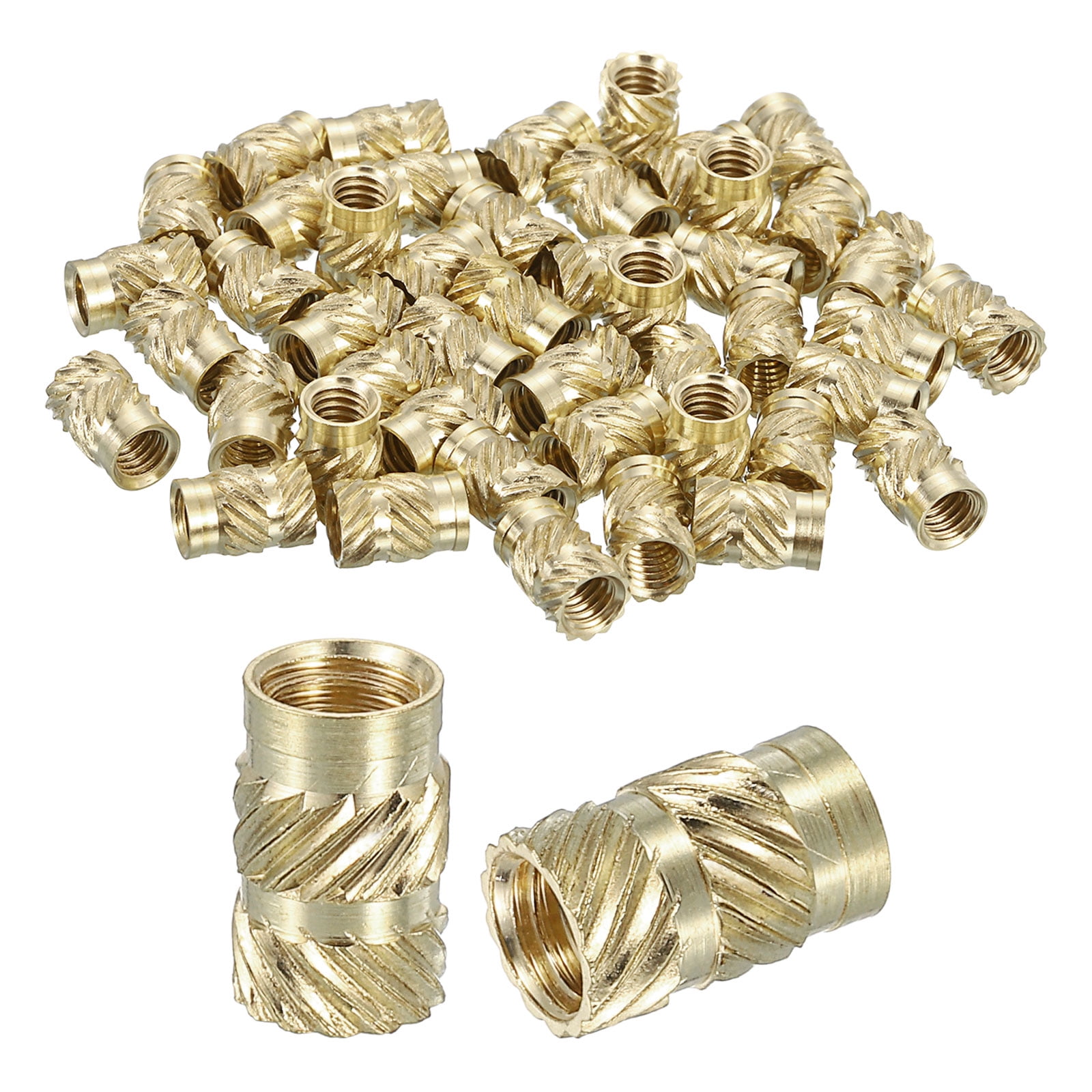 Knurled Insert Nuts, 50 Pack M4 x 8mm L x 5mm OD Brass Heat Set Insert Nuts - Walmart.com