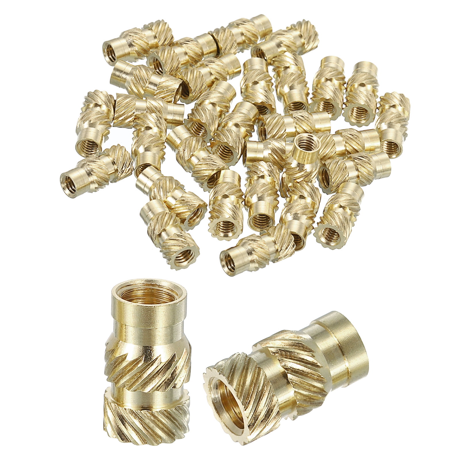 Knurled Insert Nuts, 50 Pack M5 x 12mm L x 7mm OD Brass Heat Set Insert ...