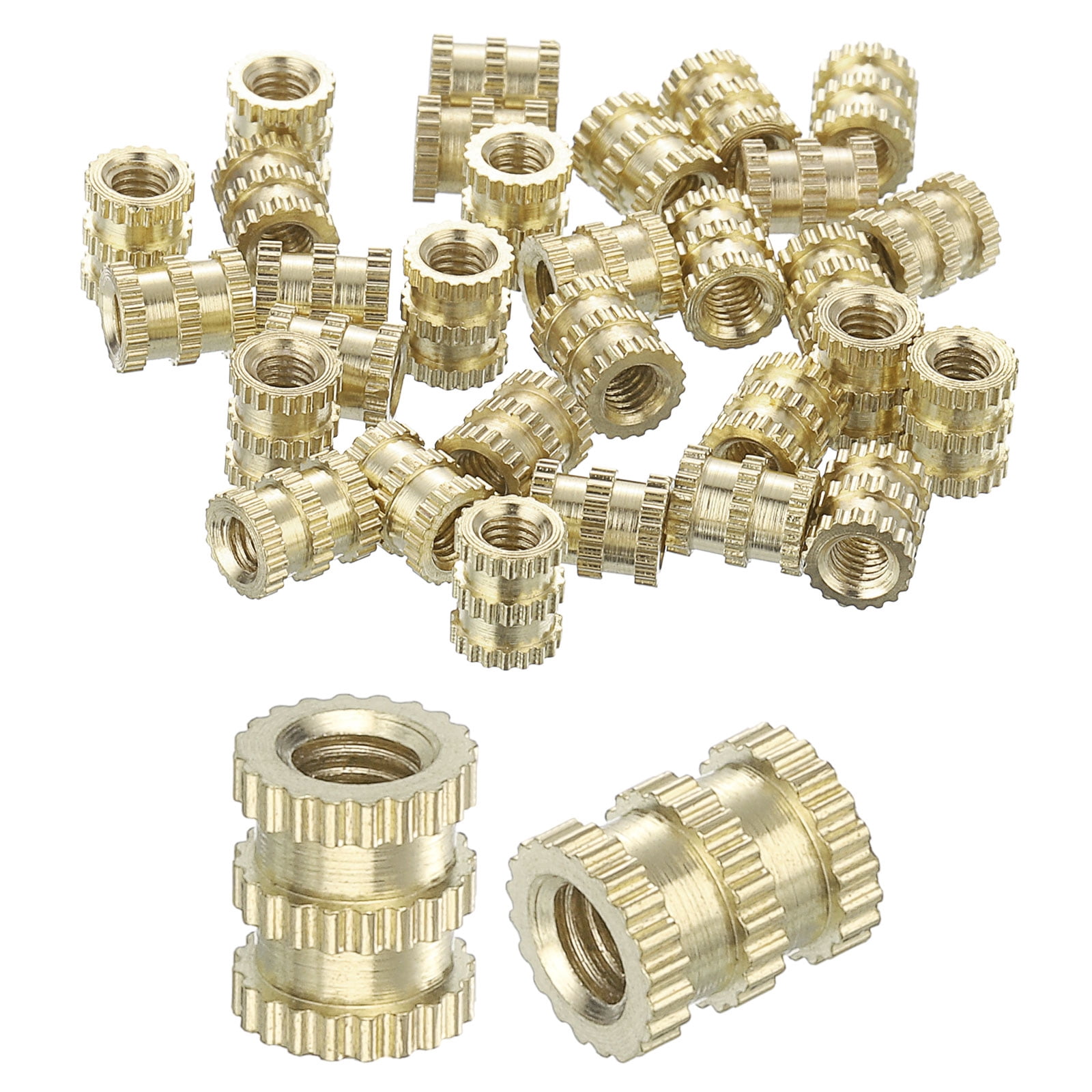 Knurled Insert Nuts, 50Pack M3 x 6mm(L) x 5mm(OD) Thread Printing Brass ...