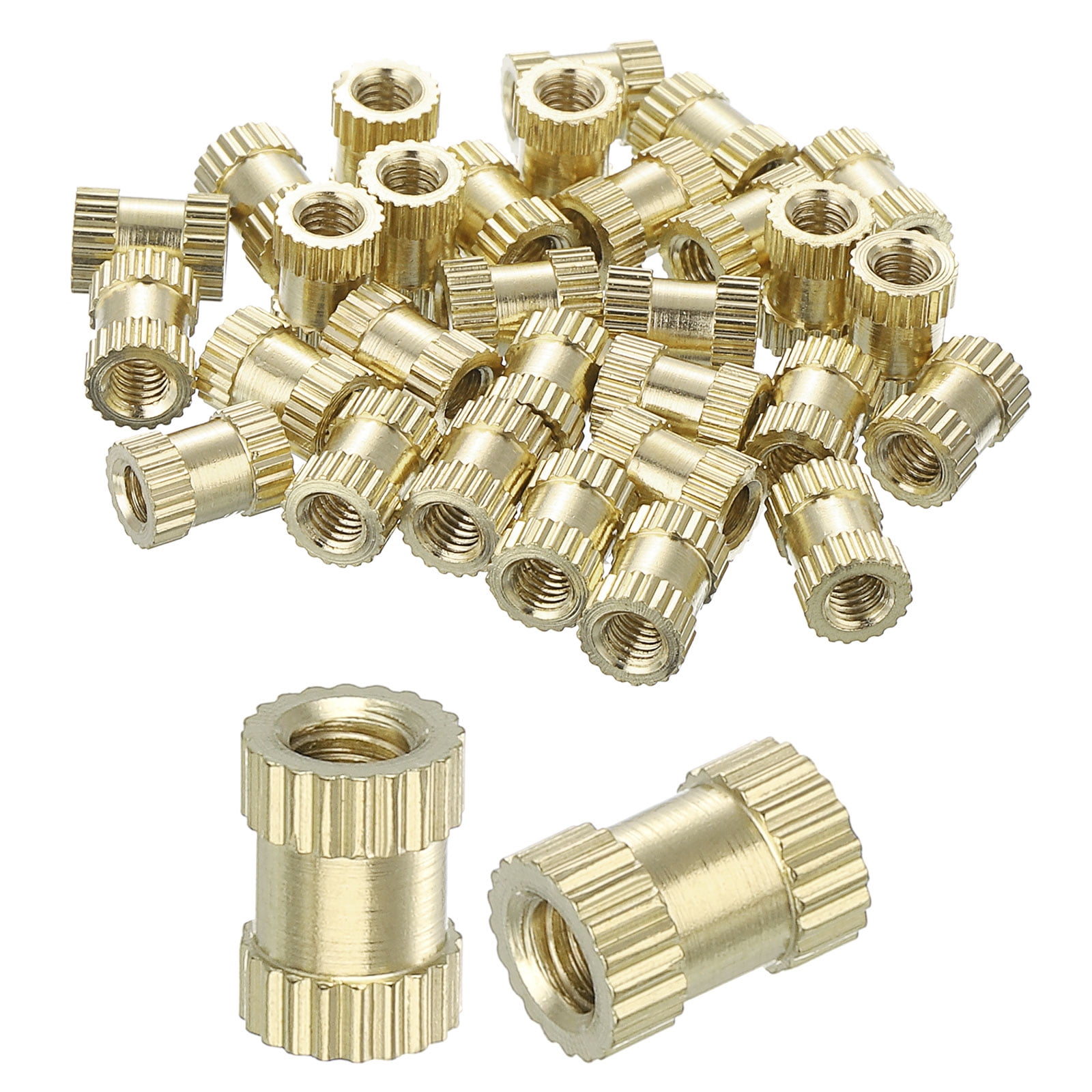 Knurled Insert Nuts, 50Pack M3 x 7mm(L) x 5mm(OD) Thread Printing Brass ...