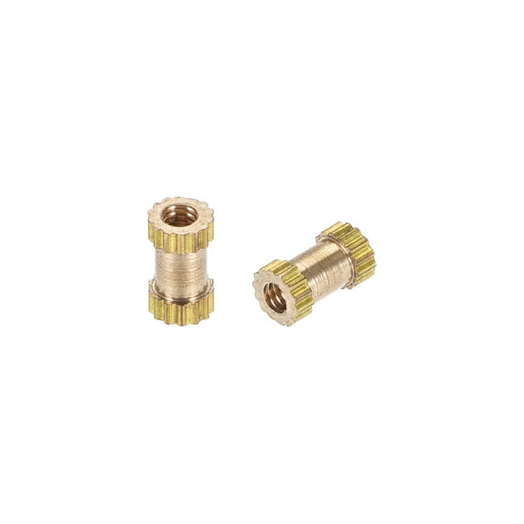 Knurled Insert Nuts, M2 x 6mm(L) x 3.5mm(OD) Female Thread Brass ...