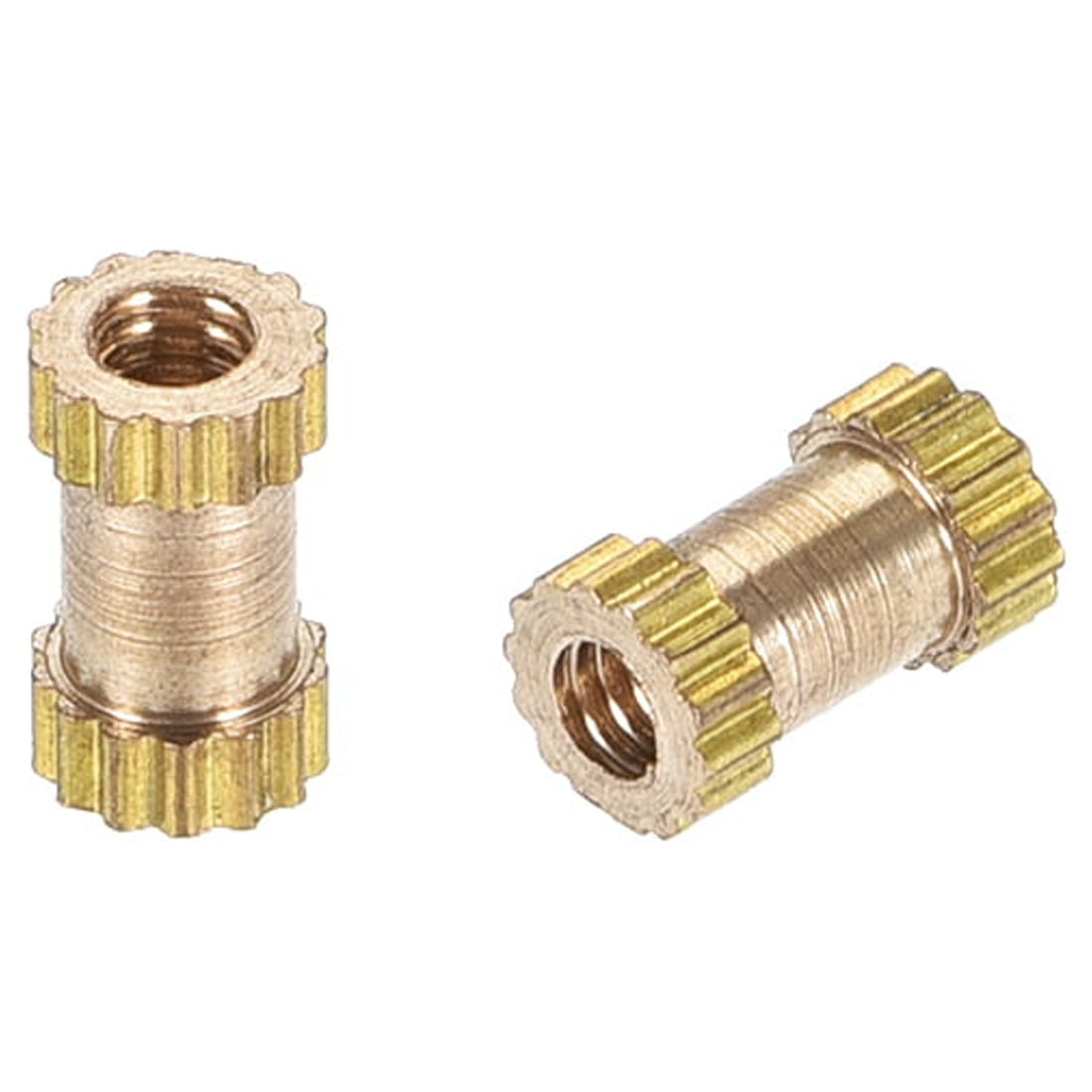 Knurled Insert Nuts, M2 x 6mm(L) x 3.5mm(OD) Female Thread Brass ...