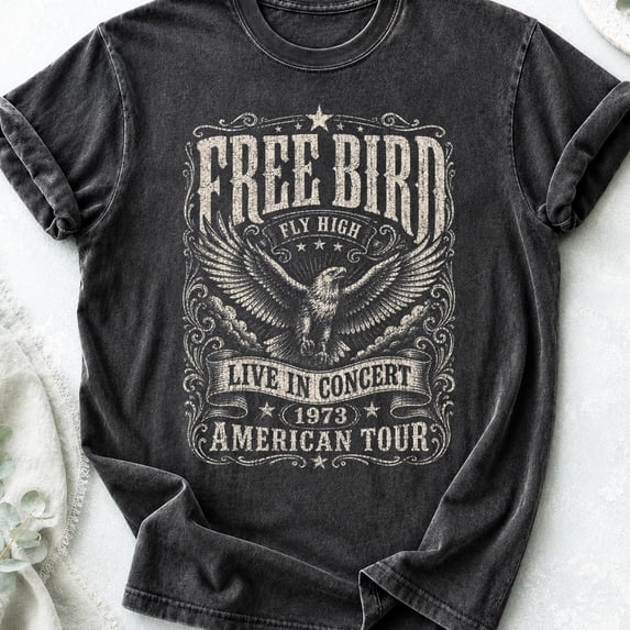 KnuxTee Free Bird Classic Rock Concert Shirt, Vintage Eagle Concert Tee ...