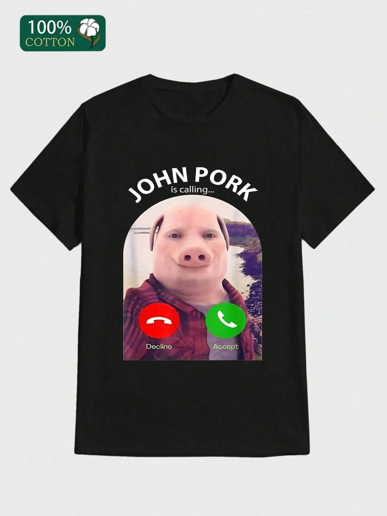 Knvss Funny John Pork Is Calling Meme Answer Call Phone Casual Print ...