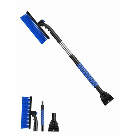 60” Snow Broom Ice Scraper Bendable Snow Brush for Cars with 12.2” Foam ...