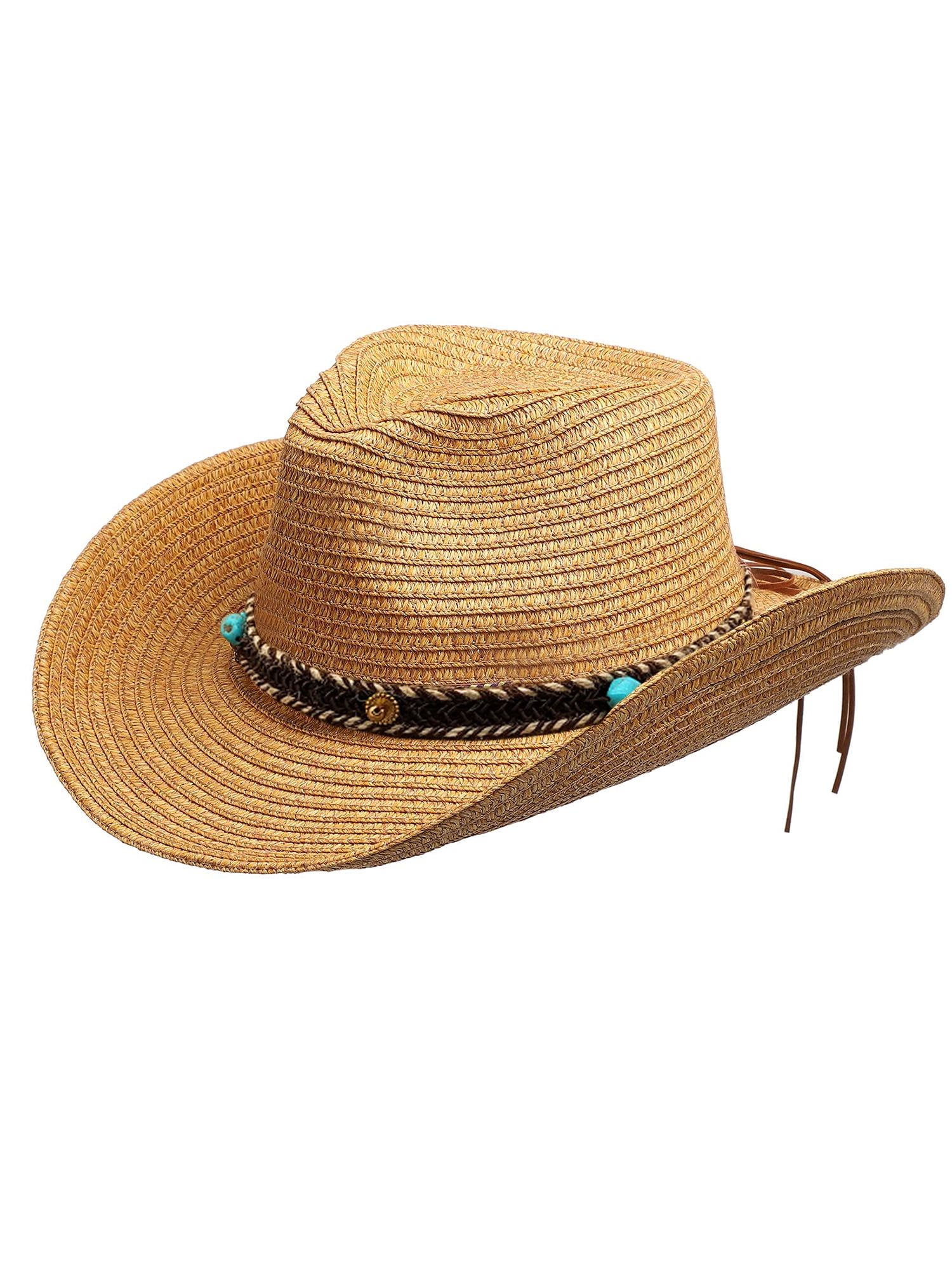 KoRwelex Unisex Straw Cowboy Hat, Wide Brim, Sun Protection, Beach ...