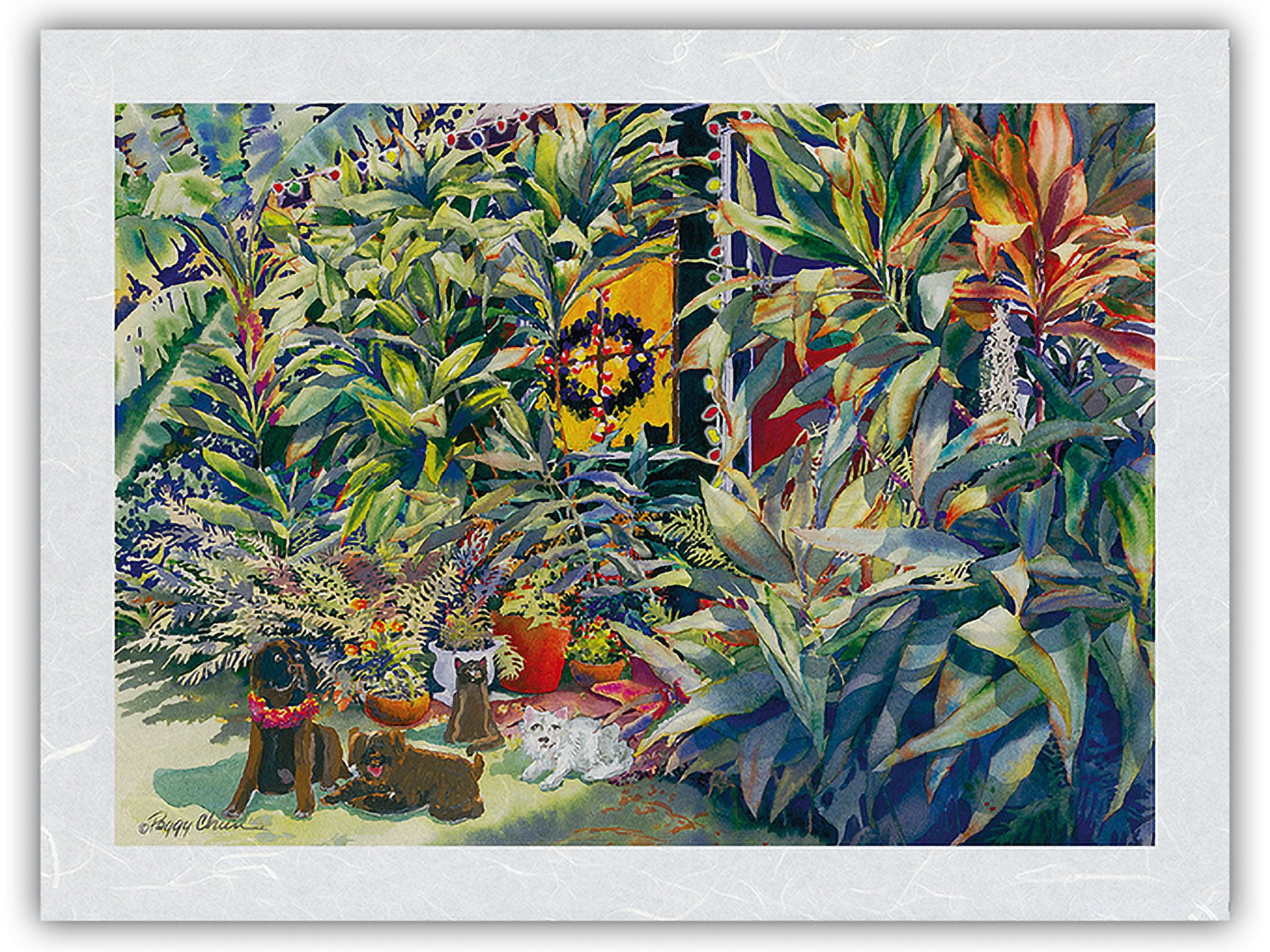 Koa and Friends - Hawaiian Dogs (’ilio) and Cat (Popoki) at Christmas - From an Original Hawaii ...