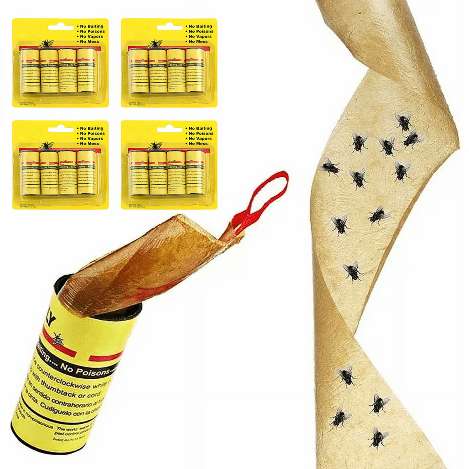 Koaiezne 16 Strips Sticky Fly Tapes, Indoor Outdoor Hanging Fly Ribbon ...