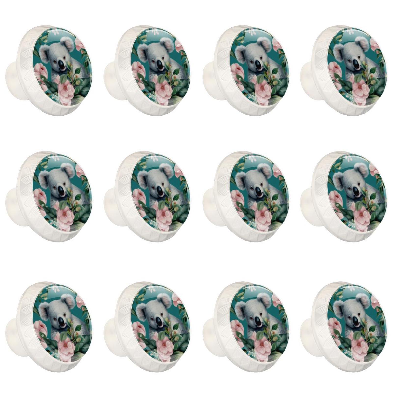 Koala 12 Pcs White Round Drawer Pulls with Screws,ABS and Glass Cabinet ...