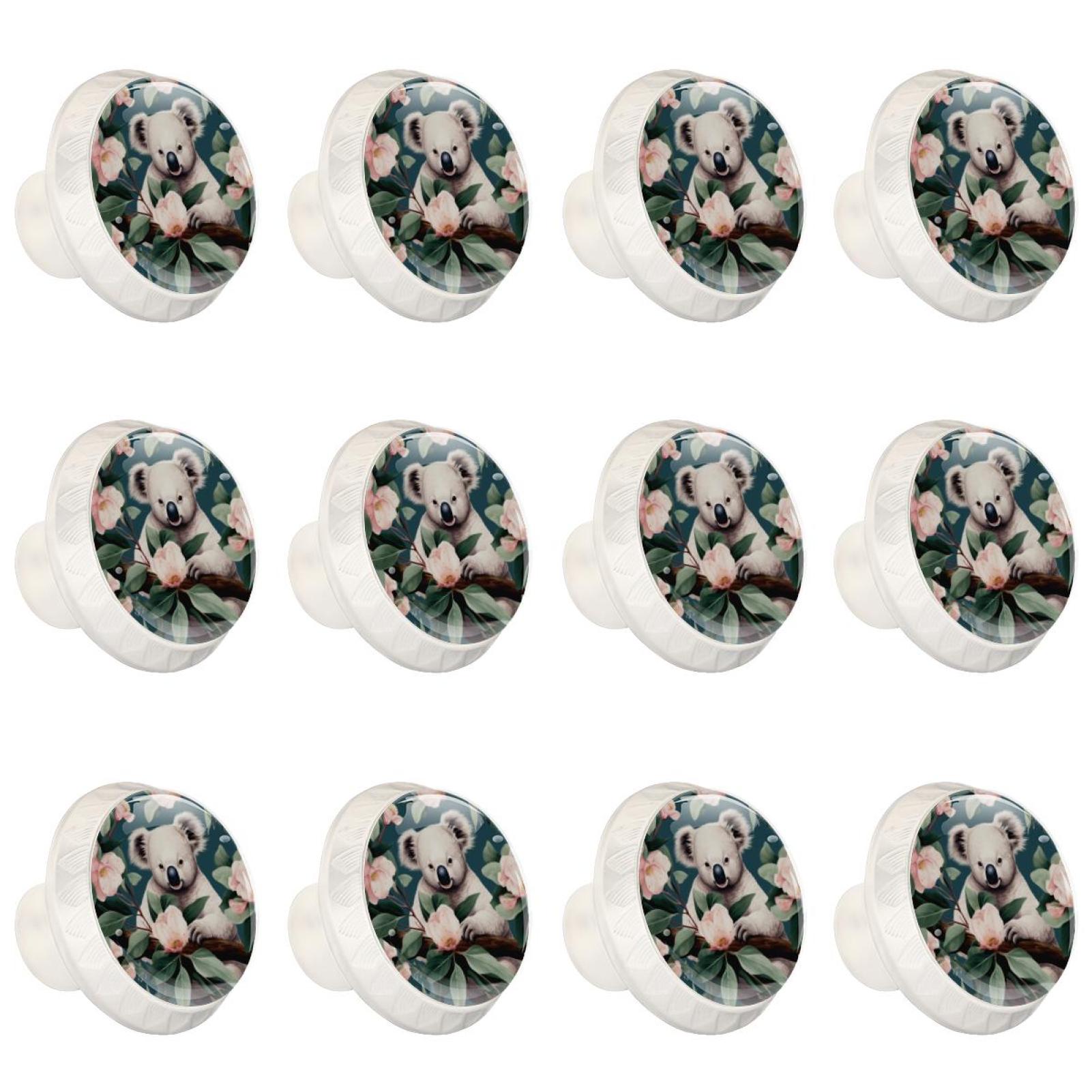 Koala 12 Pcs White Round Drawer Pulls with Screws,ABS and Glass Cabinet ...