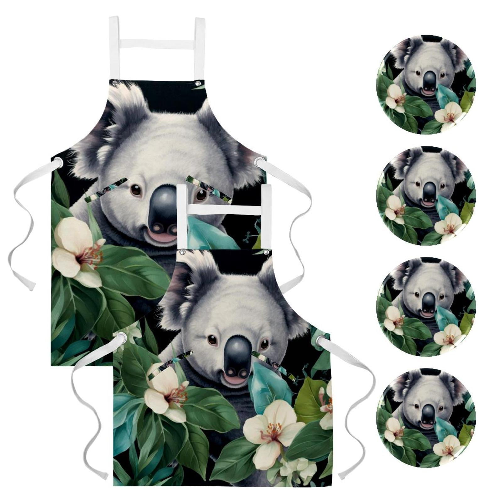 Koala 2 Pack Waterproof Kitchen Apron with Pockets and Badge Sets ...