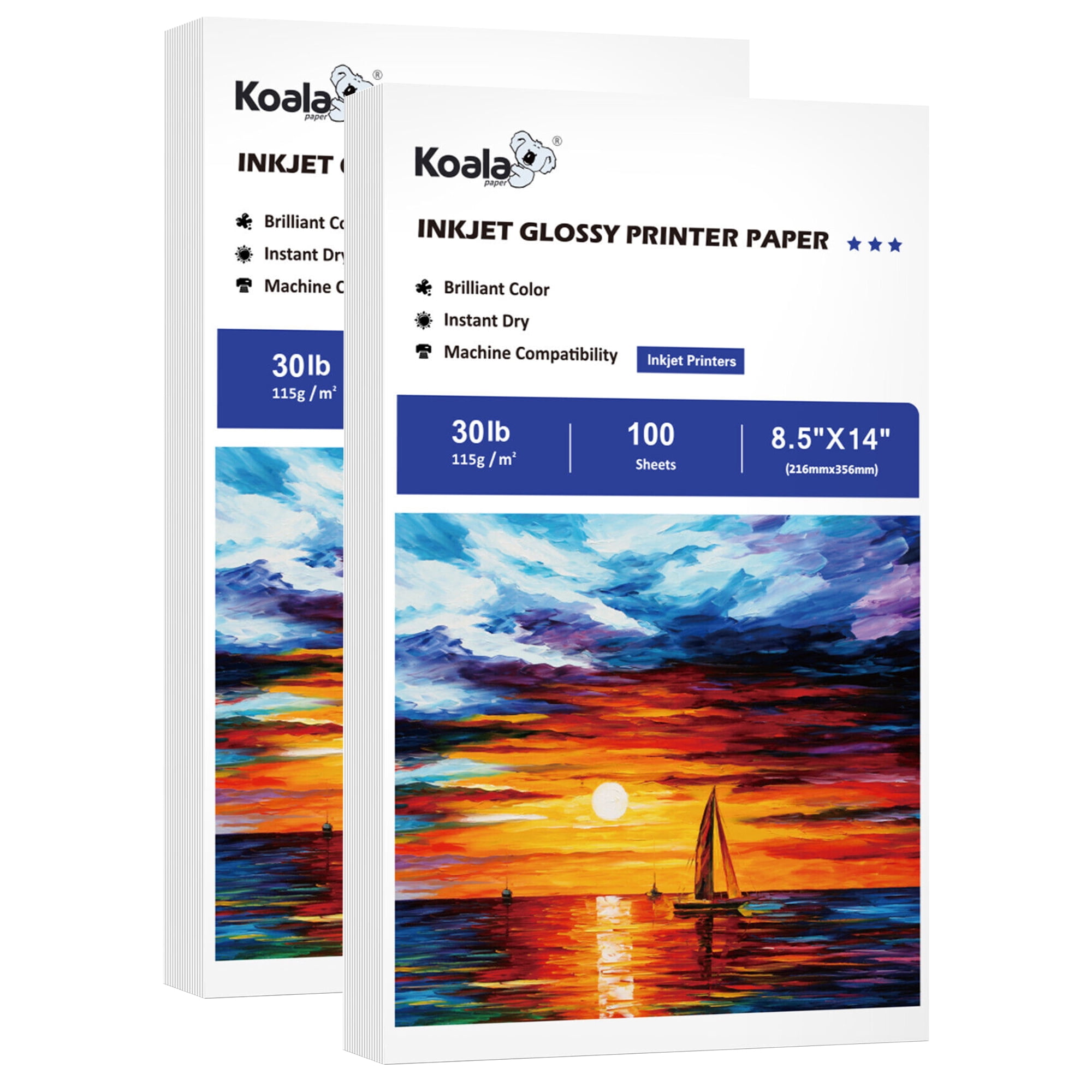 Koala 30lb Thin Glossy Photo Paper 8.5x14 Legal Size 200 Sheets for ...