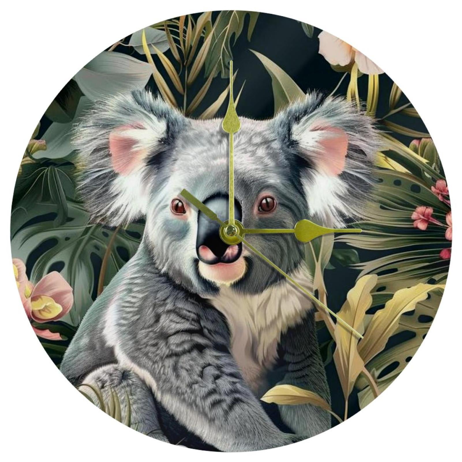 Koala 9.8-Inch Round Acrylic Wall Clock - Silent Non Ticking Battery ...