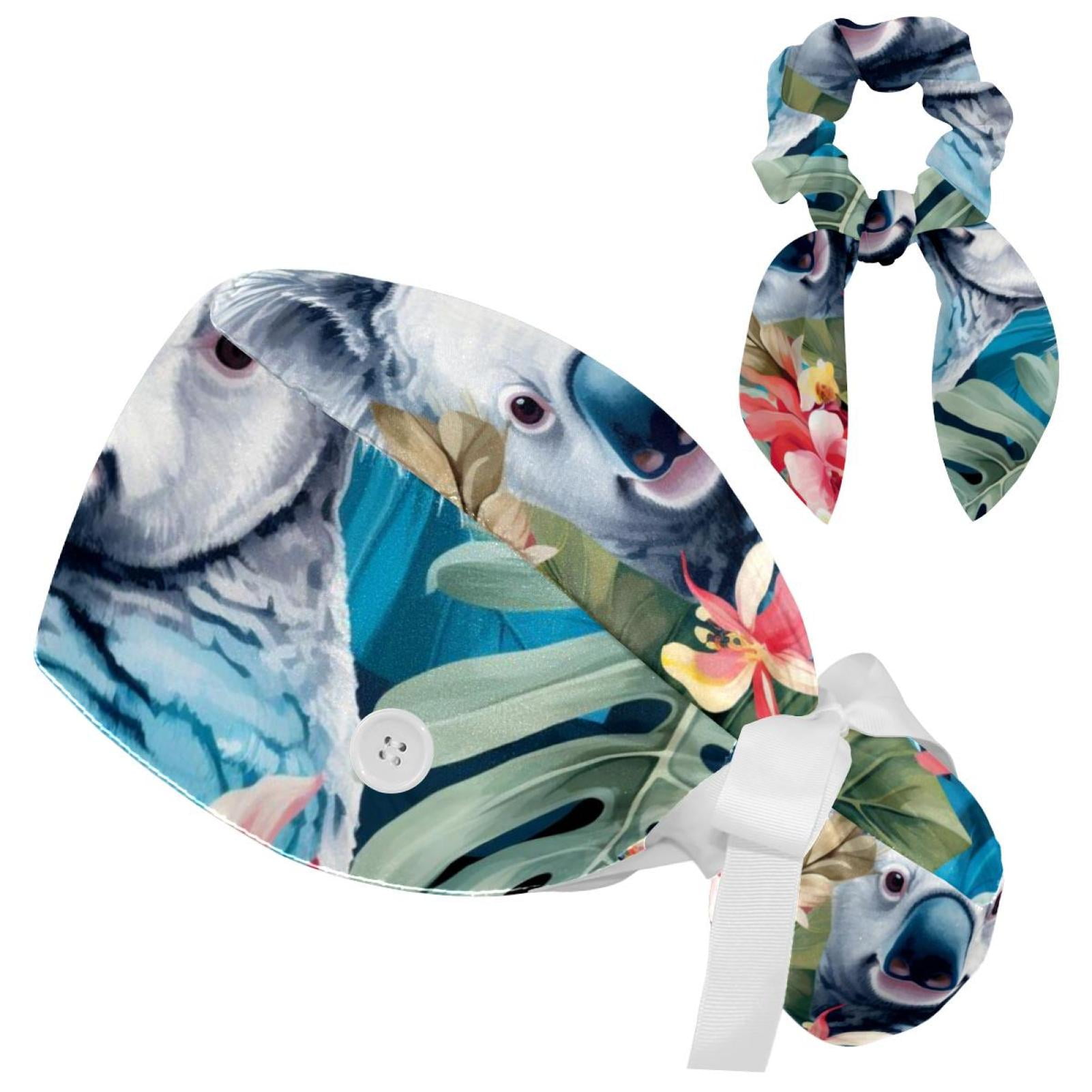Koala Adjustable Women Working Cap with Bow Hair Scrunchy, Bouffant Hat ...