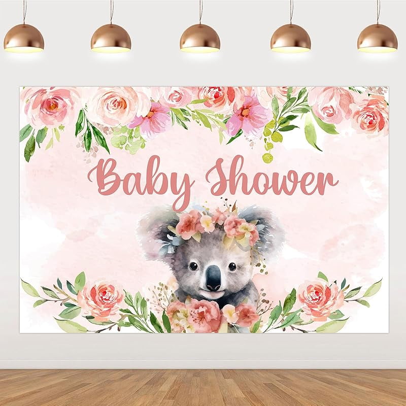 Koala Baby Shower Decorations Koala Bear Backdrop Banner Pink Koala ...