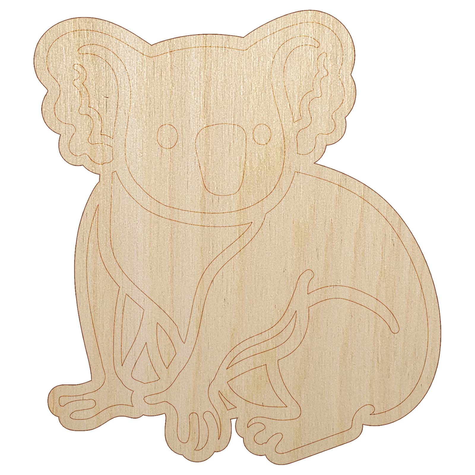 Koala Bear Sitting Wood Shape Unfinished Piece Cutout Craft DIY ...