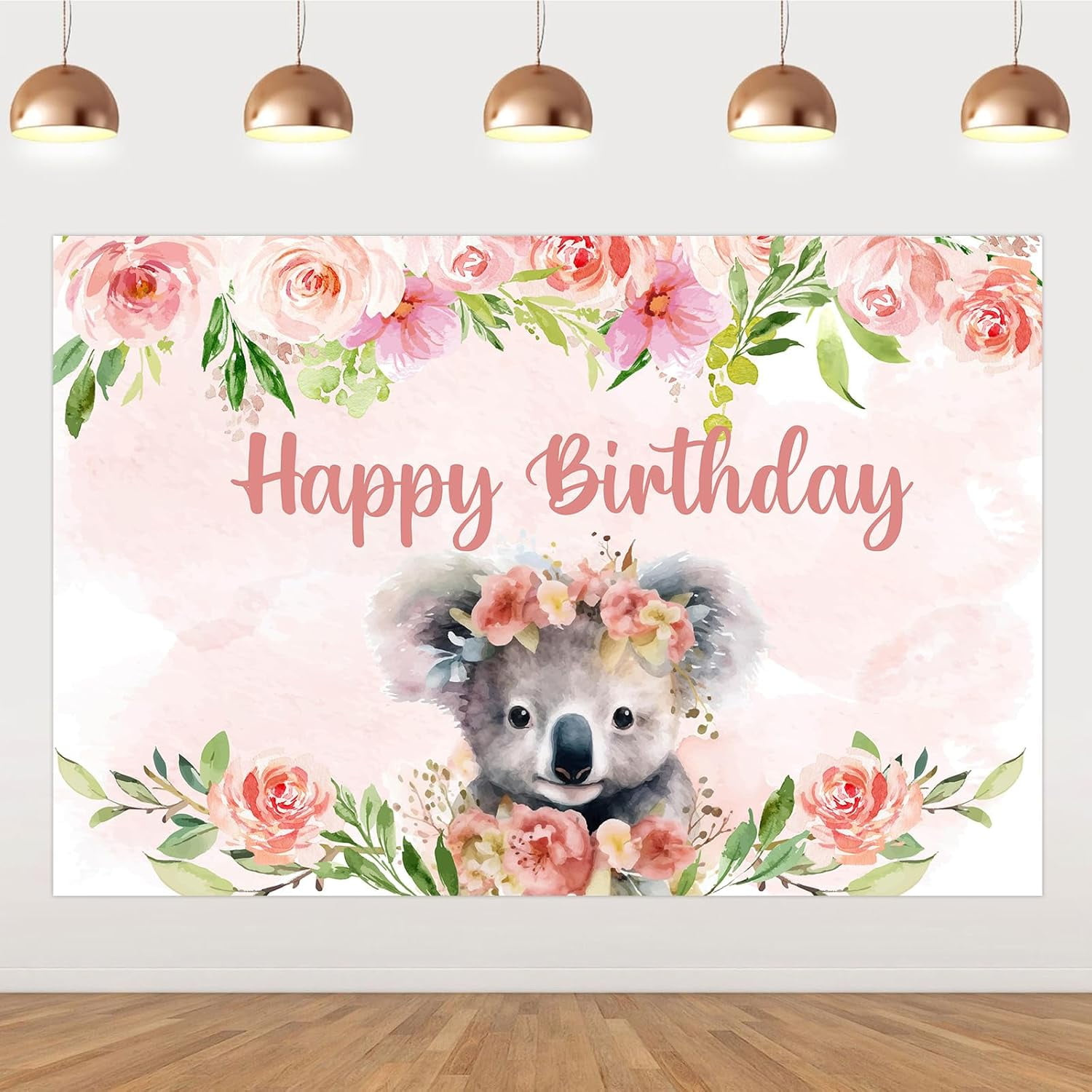 Koala Birthday Decorations Koala Bear Backdrop Banner Pink Wild Theme ...