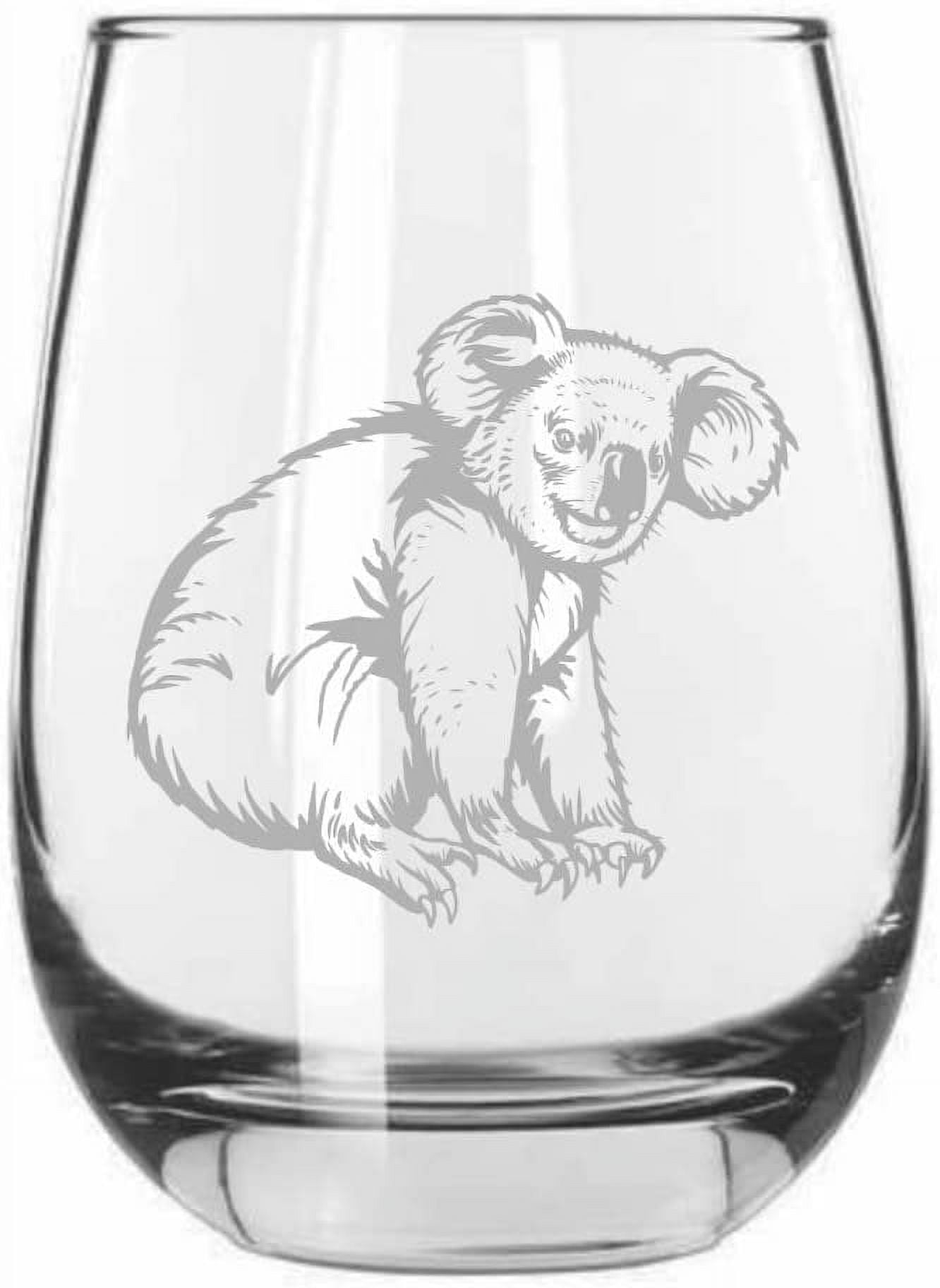 Koala Body Zoo Animal Themed Etched 15.25oz Libbey Stemless Wine Glass ...