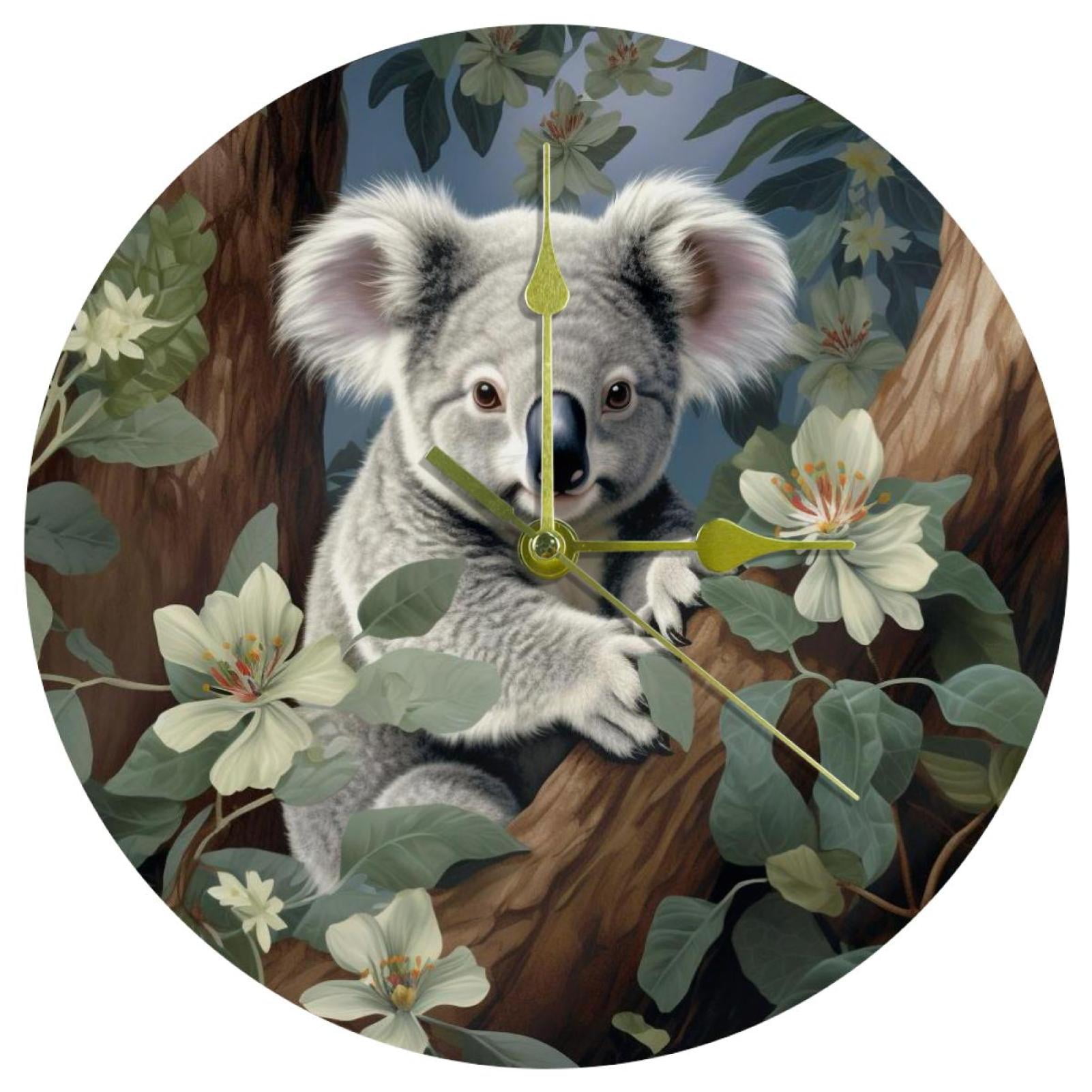 Koala Circular Acrylic Wall Clock – Contemporary Design, Silent Ticking ...