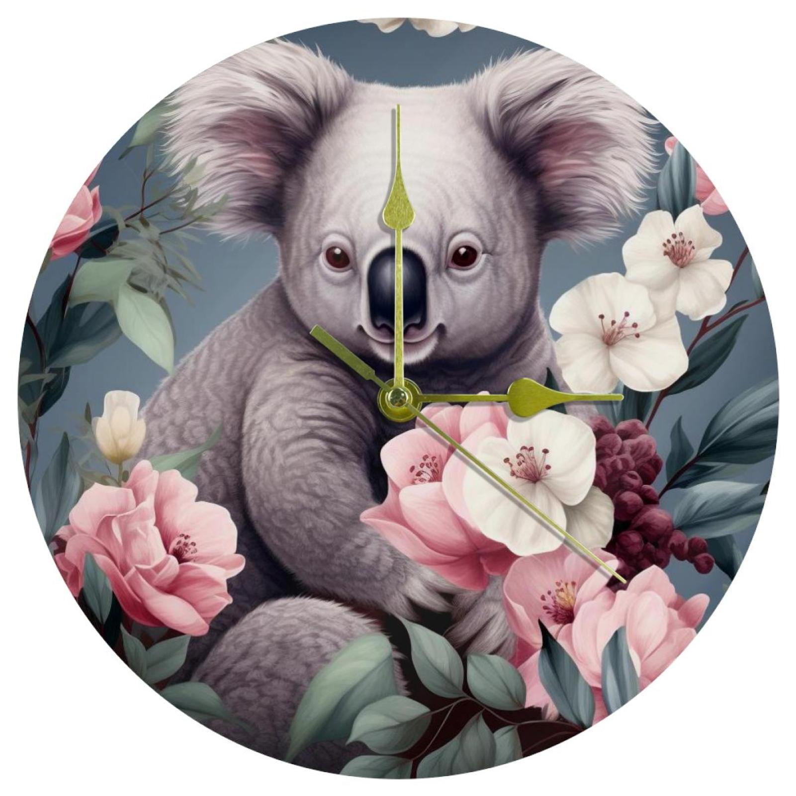 Koala Circular Acrylic Wall Clock - Contemporary Design with Quartz ...