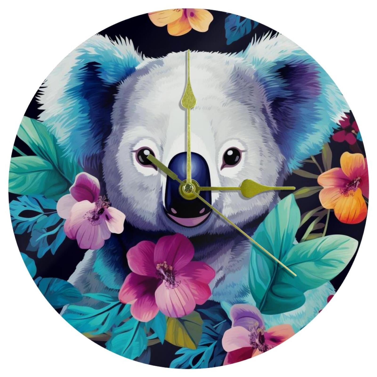 Koala Circular Acrylic Wall Clock - Elegant Timepiece for Home Decor ...