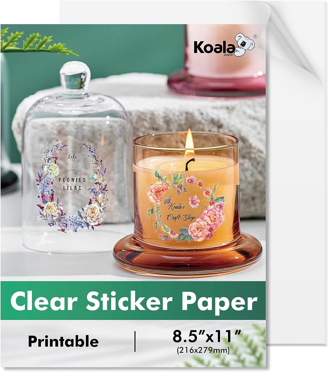 Koala Clear Sticker Paper for Inkjet and Laser Printers - Crystal Clear ...