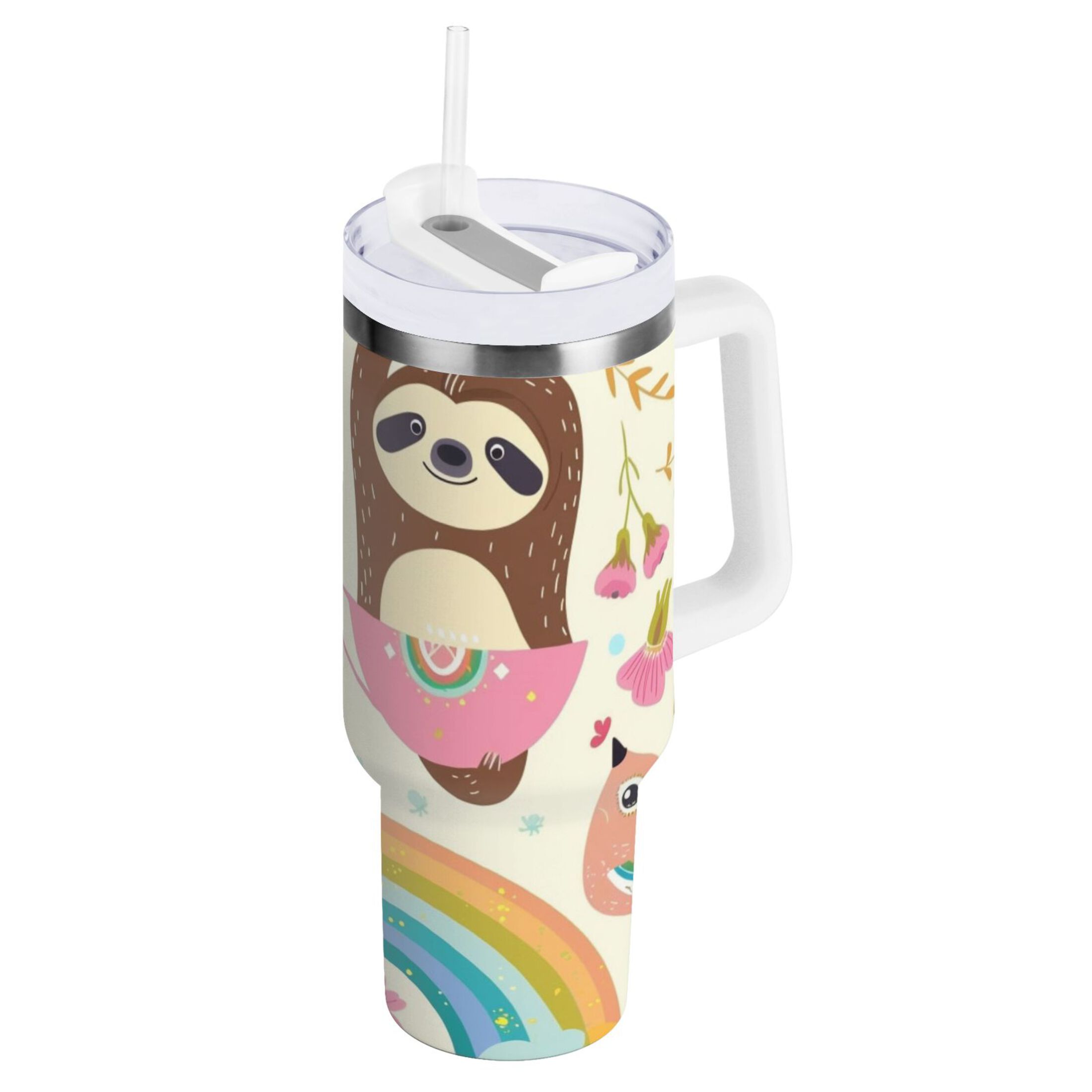 Koala Cup Bird Rainbow 30 oz Tumbler with Handle and Straw Lid Vacuum ...