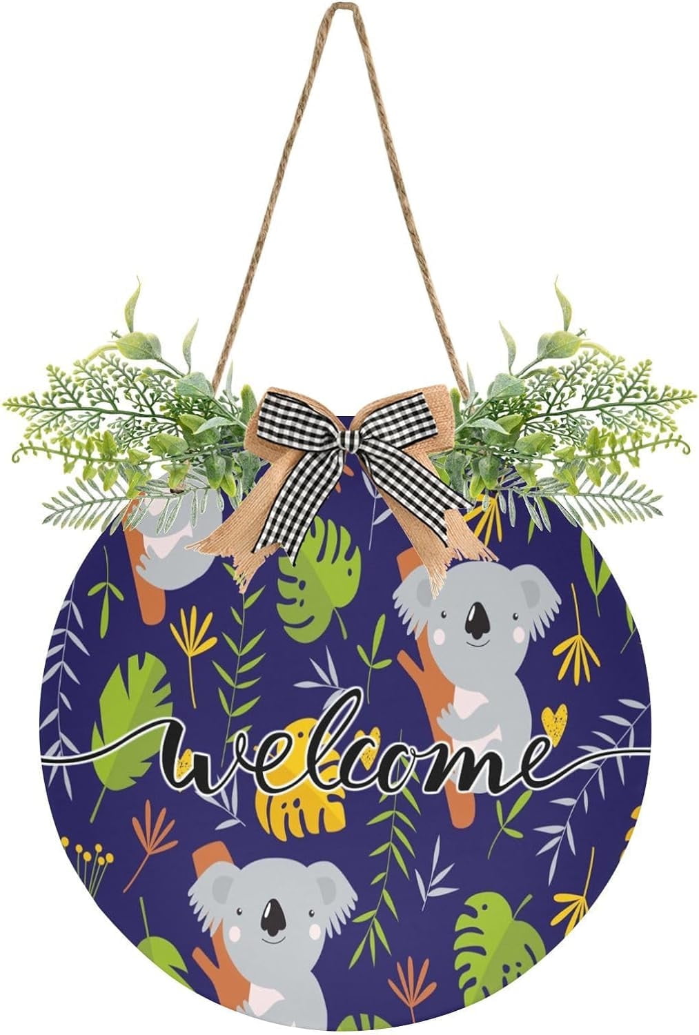 Koala Eucalyptus Leaves Welcome Sign Farmhouse Front Porch Door Hanging ...