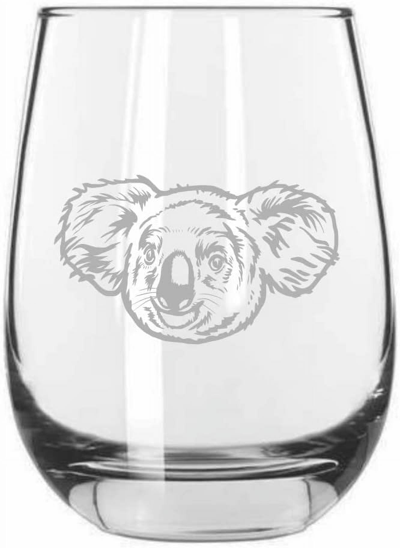 Koala Face Zoo Animal Themed Etched 15.25oz Libbey Stemless Wine Glass ...