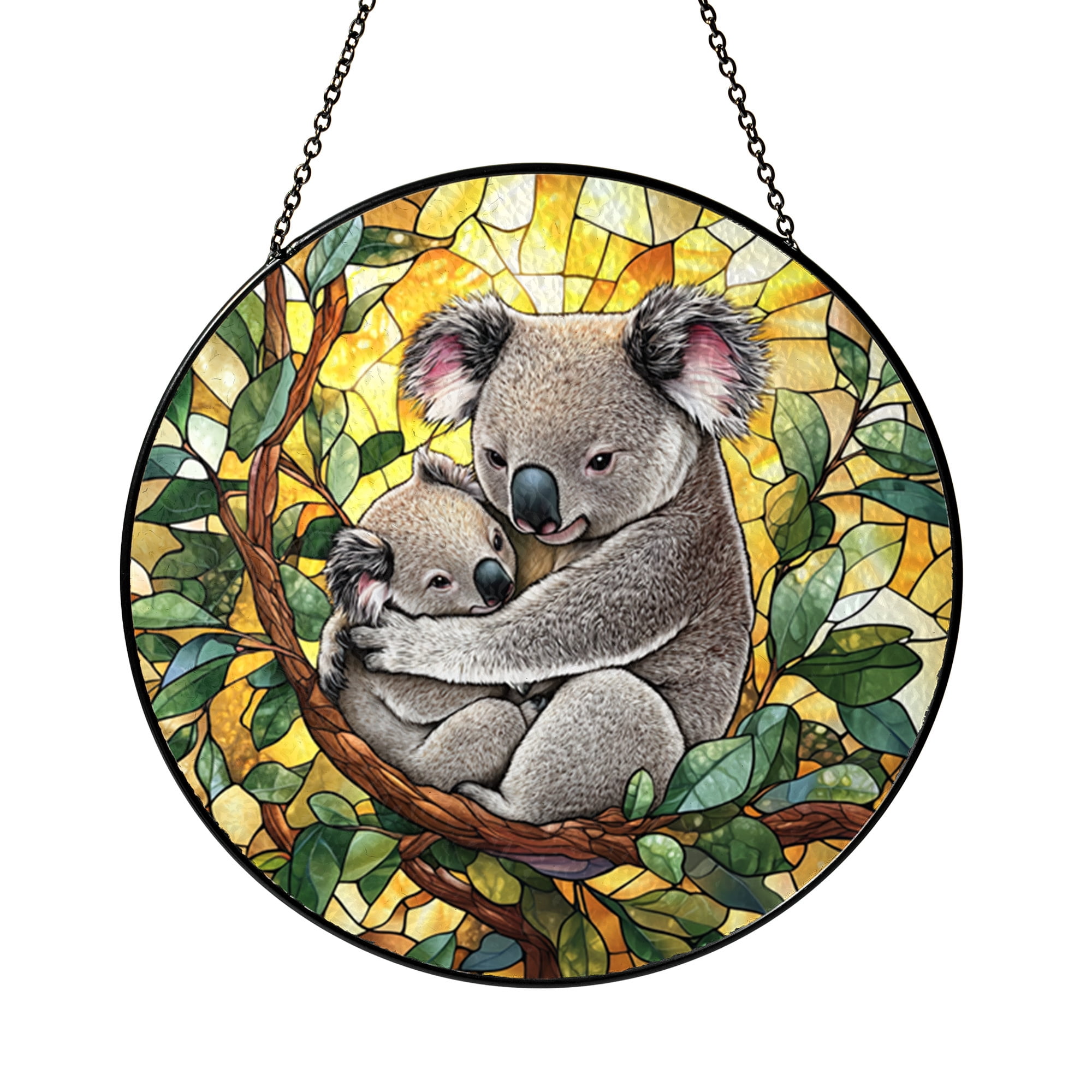 Koala Family Scene Suncatcher – Stained Glass Style Wildlife Window ...