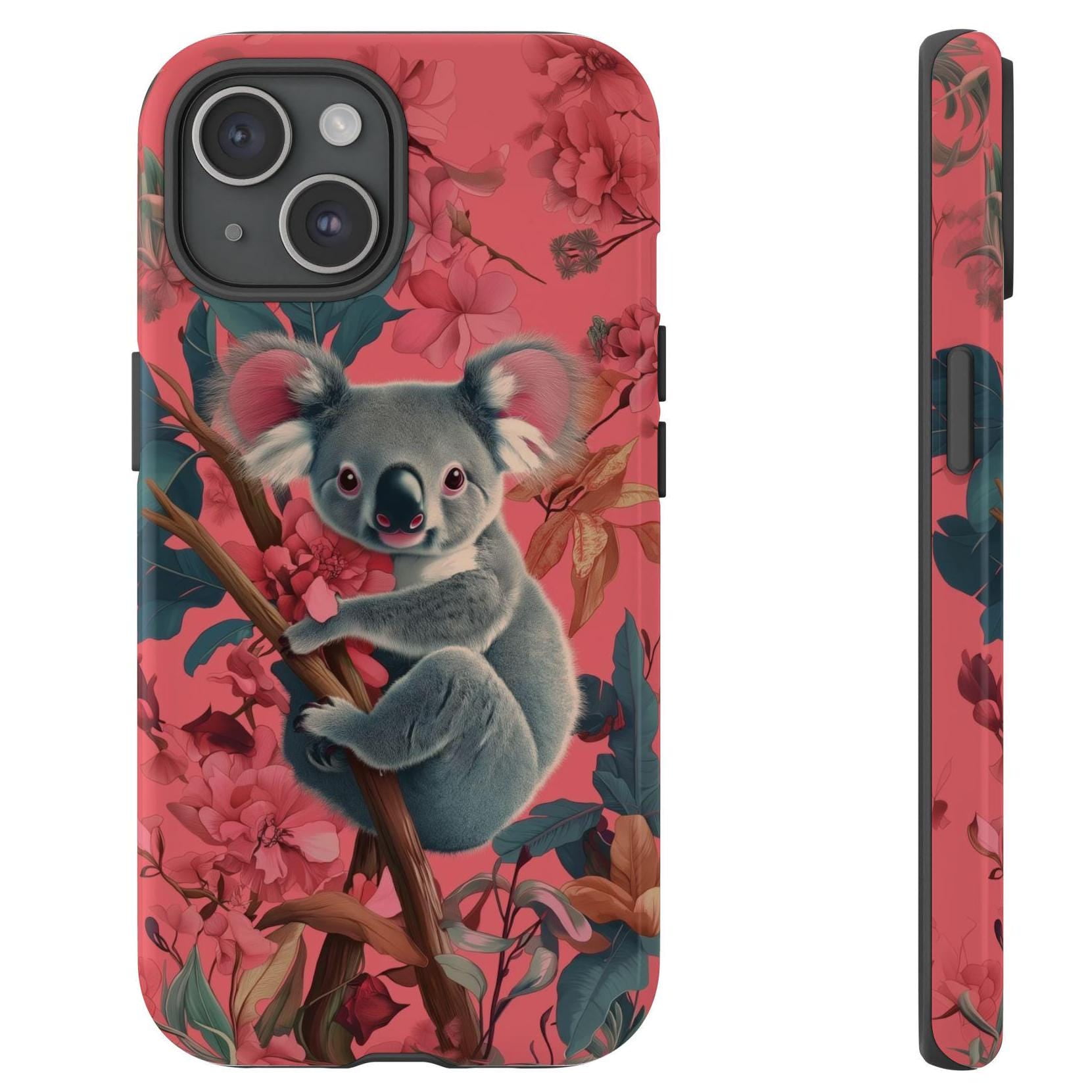 Koala Floral Glow Phone Case Botanical Cute Design for iPhone 17 16 15 ...