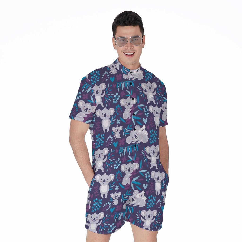 Koala Forest Pattern Short Sleeve Men'S Rompers, Koala Animal Casual ...