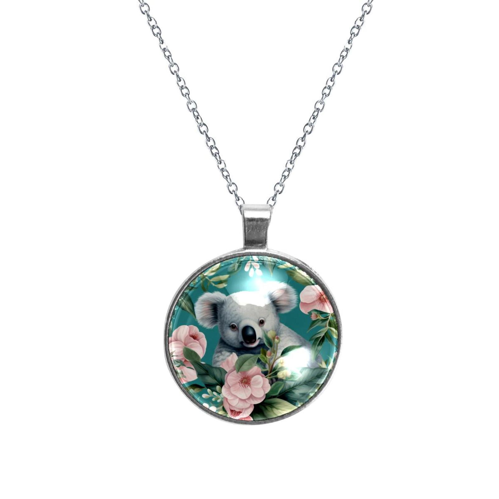 Koala Glass Circular Pendant Necklace | Stylish Glass Design Pendant ...